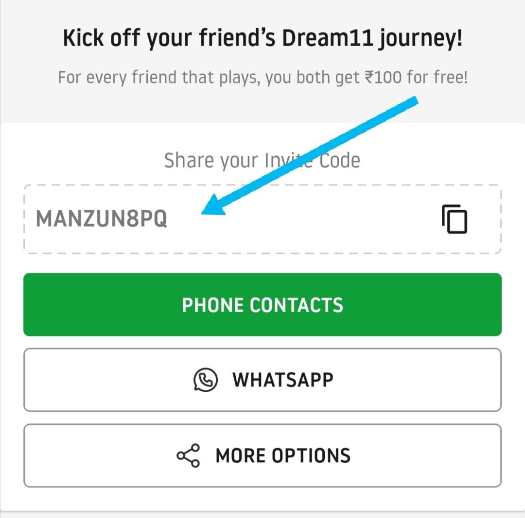 Dream11 Invite Code MANZUN8PQ. Get ₹100 Discount Dream11 Invite Code MANZUN8PQ. Get ₹100 Discount