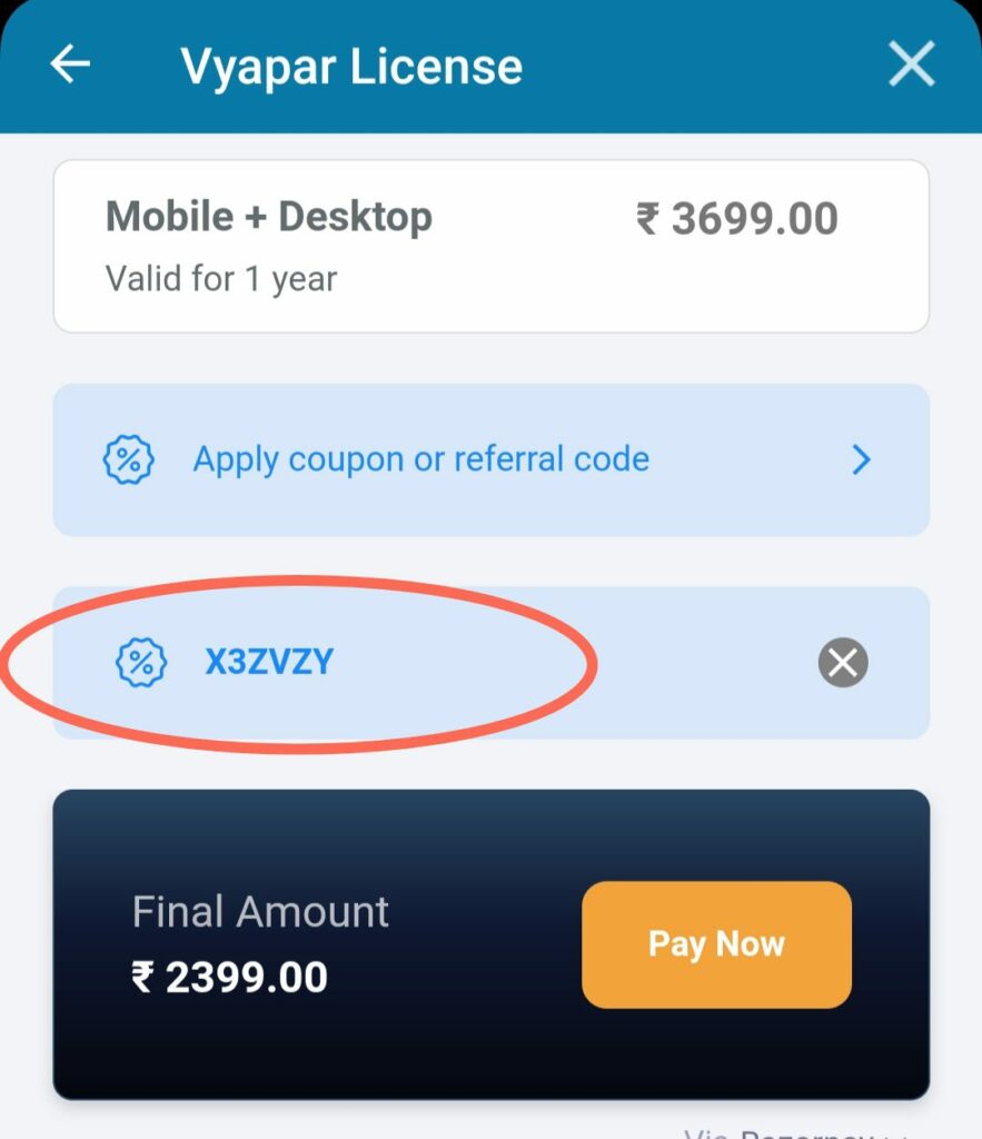 Vyapar Partner Code - X3ZVZY. Refer & Earn Vyapar Premium