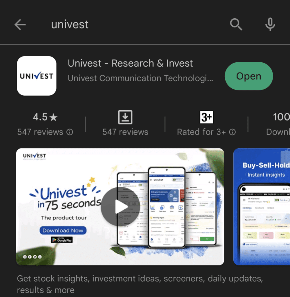 Univest Referral Code Is "MANJ8296". Get ₹50 + Refer & Earn